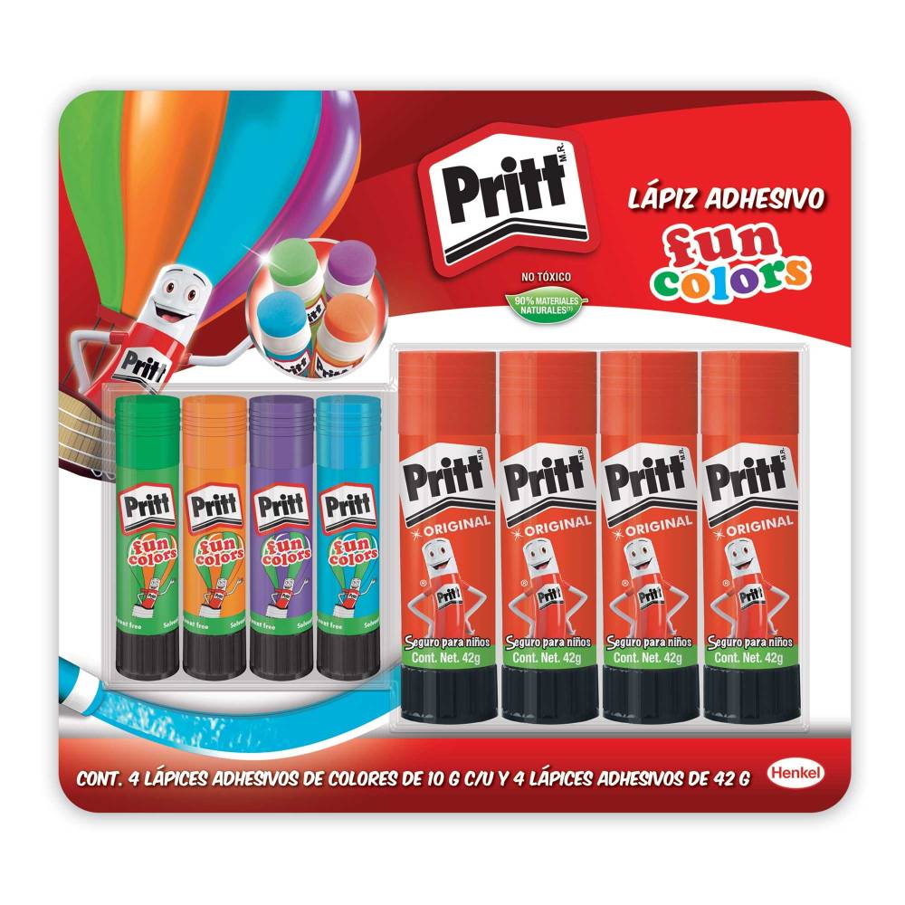 Lápices Adhesivos Pritt Original y Fun Colors con 8 pzas a precio de ...